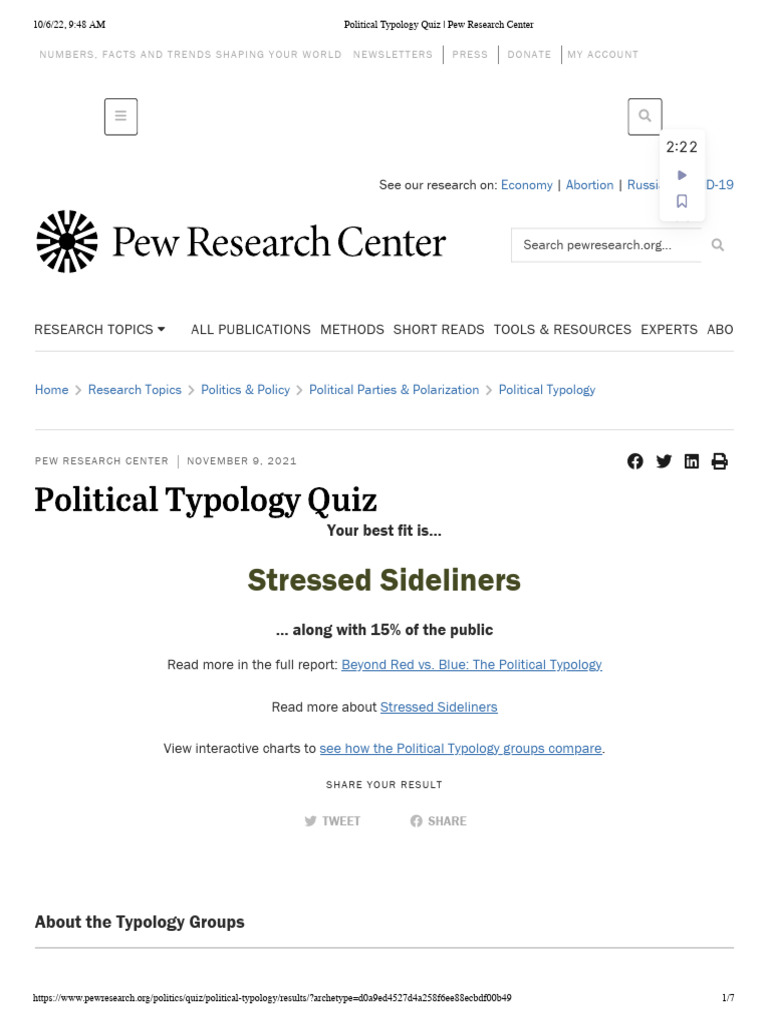 Political Typology Quiz - Pew Research Center | PDF