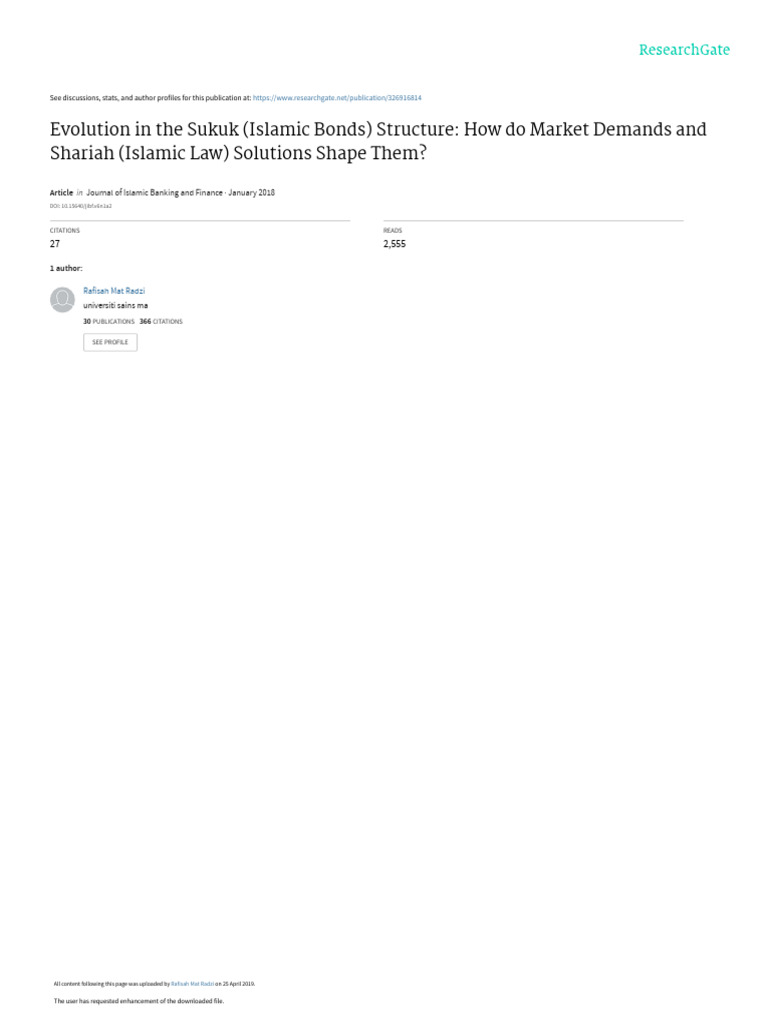 Evolutioninthe Sukuk Islamic Bonds Structure | PDF | Islamic Banking ...