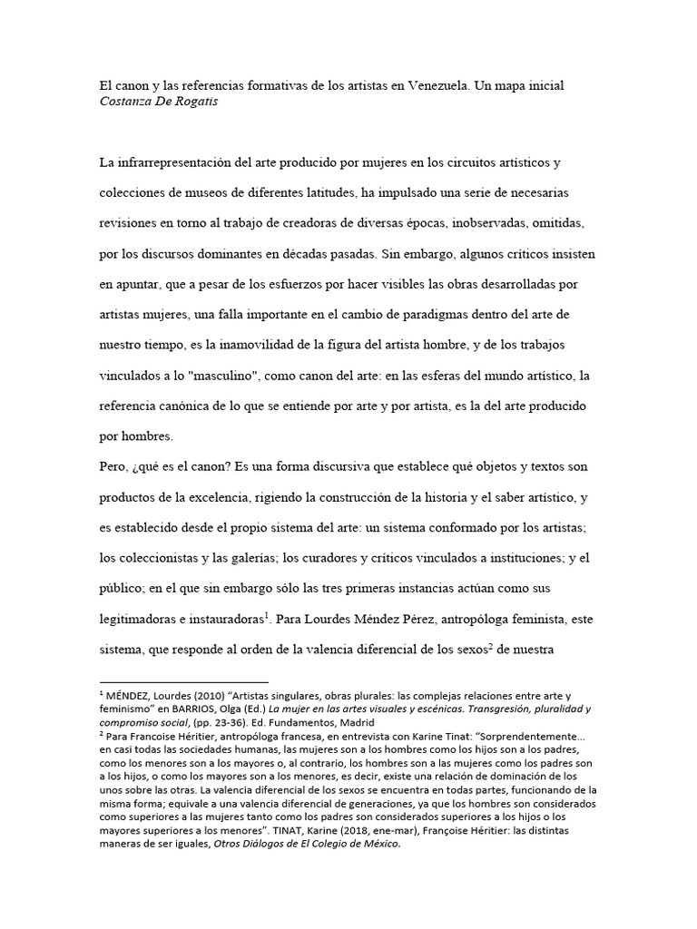 Costanza de Rogatis. El Canon y Las Referencias Formativas de Los ...