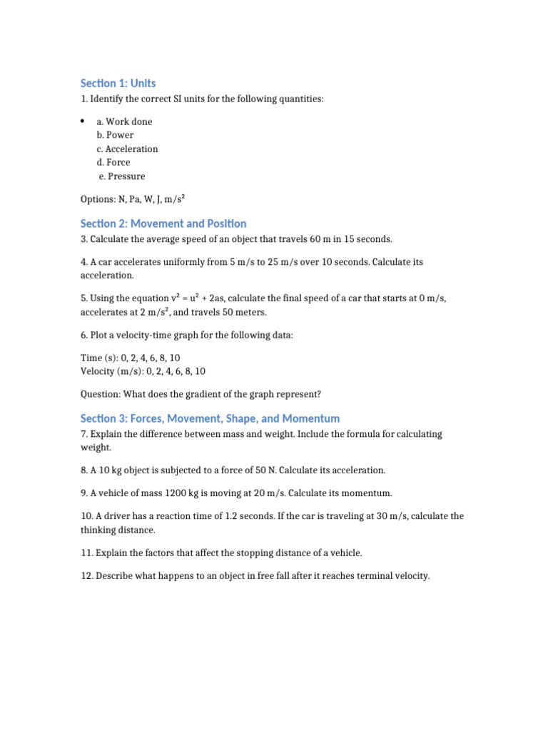 Physics GCSE Worksheet Variant 2 | PDF