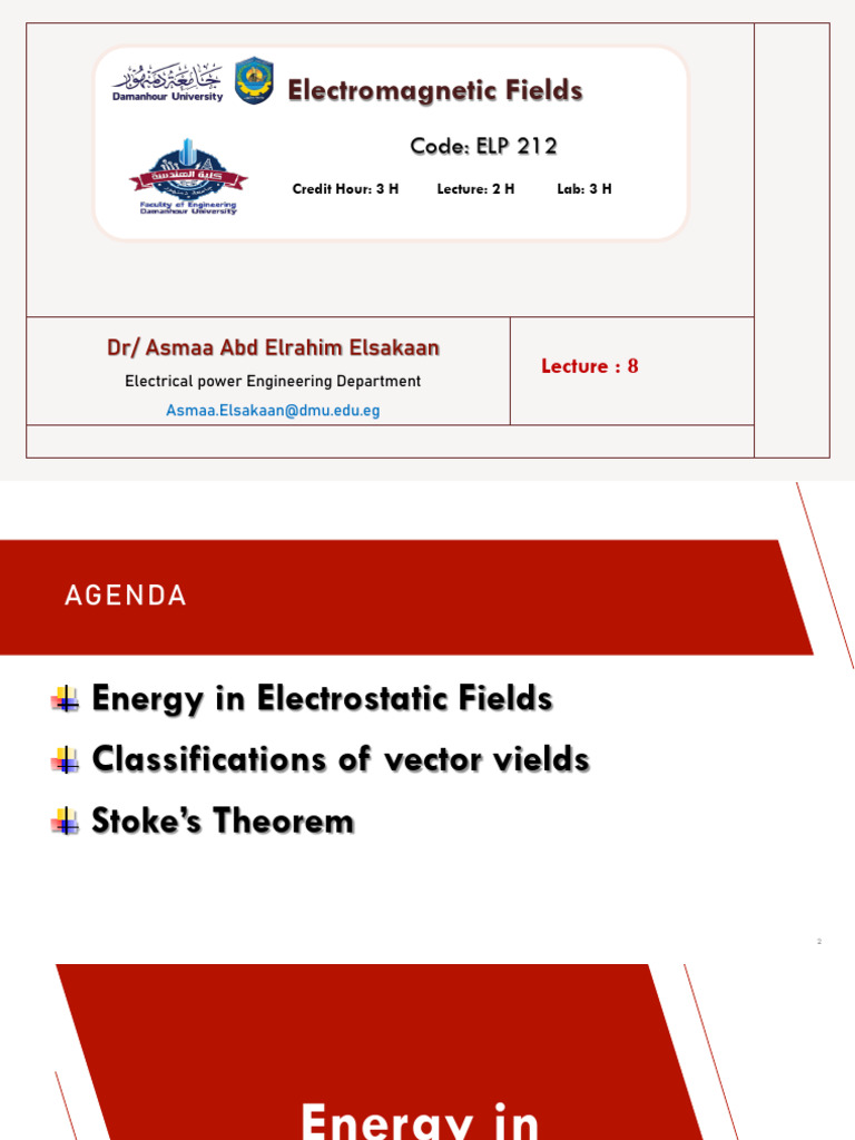 Electromagnetic Fields - Lecture 8 | PDF | Electrostatics | Divergence