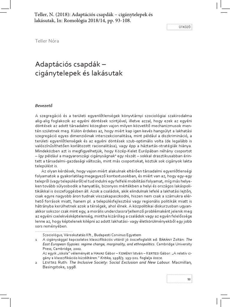 Adaptacios Csapdak Romologia Cikk | PDF