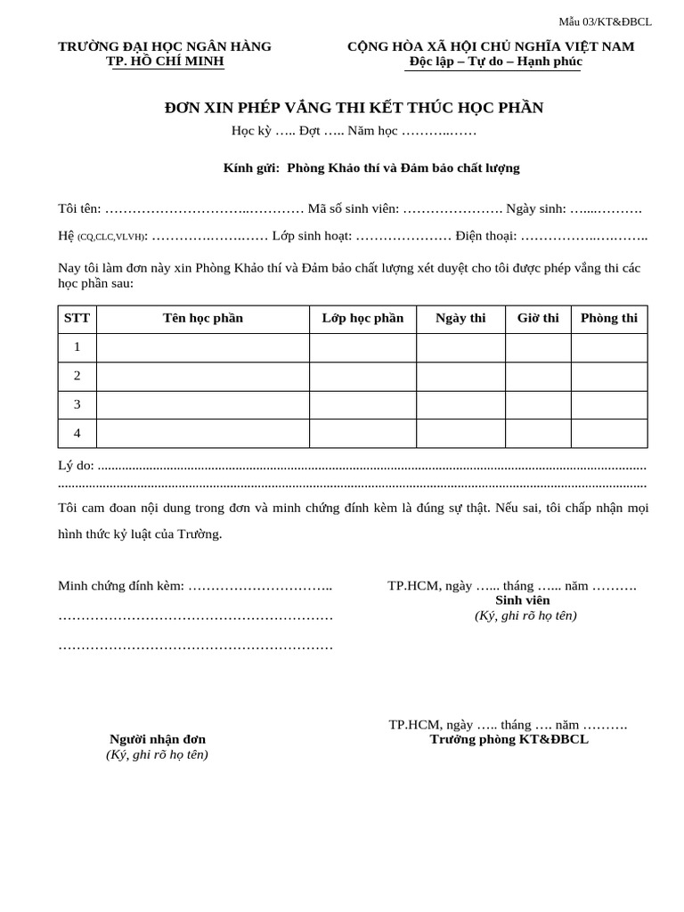 Mau 3 Don Xin Vang Thi Kthp Doc 1603202344355CH | PDF