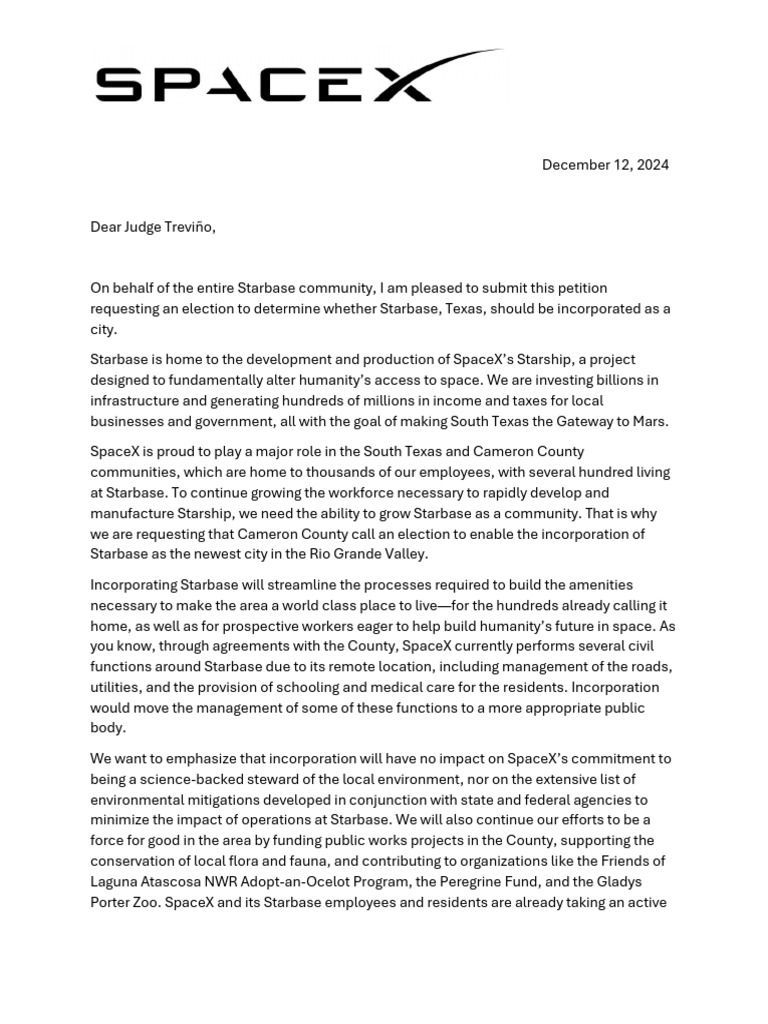 Starbase Letter To Judge | PDF