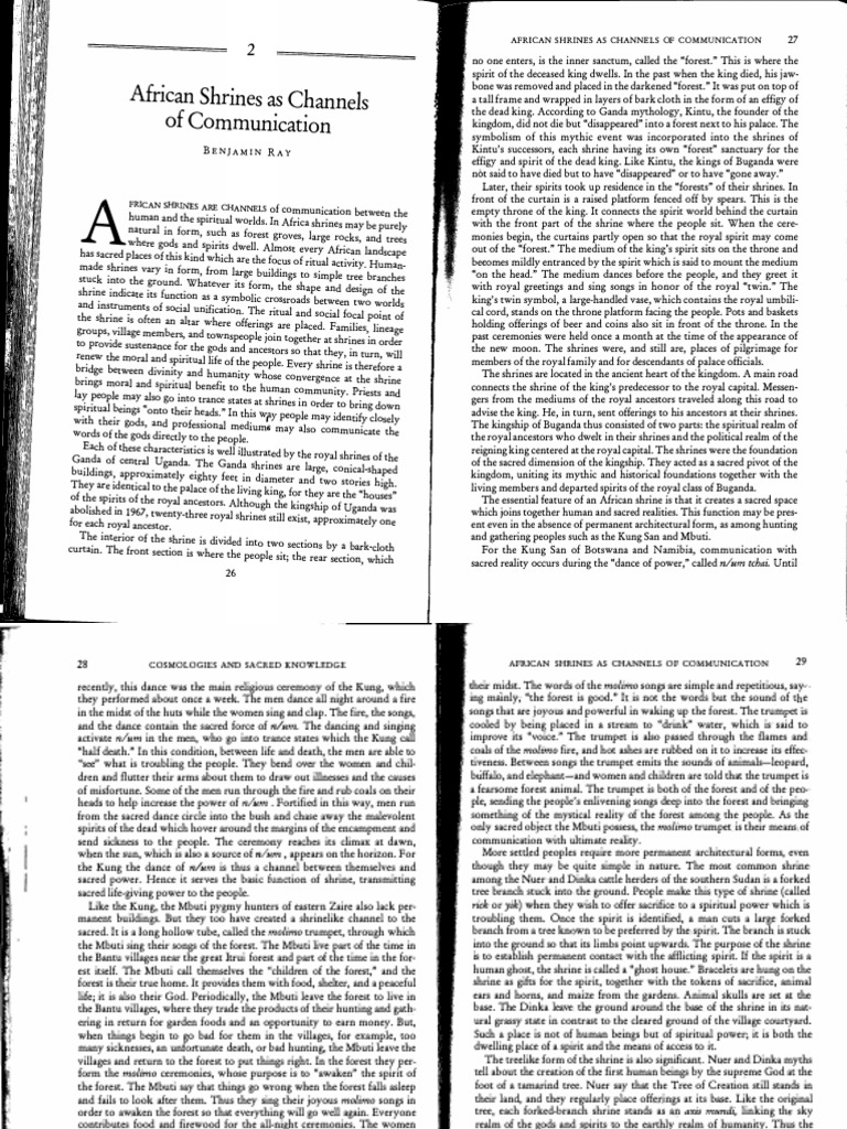 Benjamin Ray - "African Shrines As Channels of Communication" | PDF