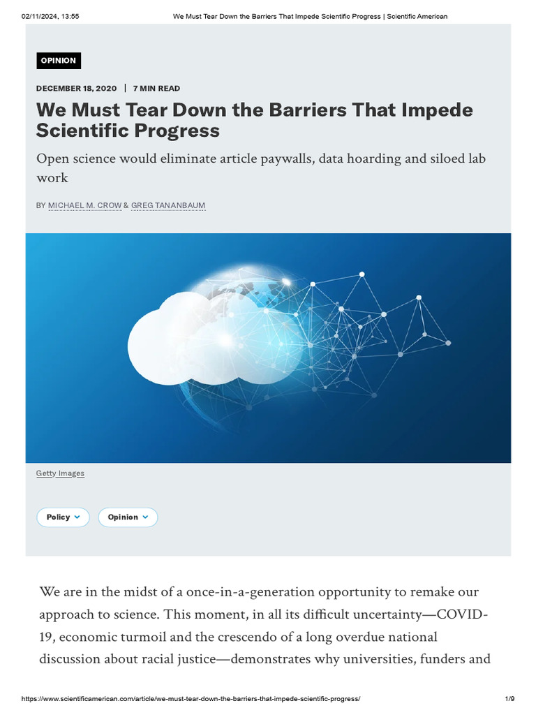 We Must Tear Down The Barriers That Impede Scientific Progress ...