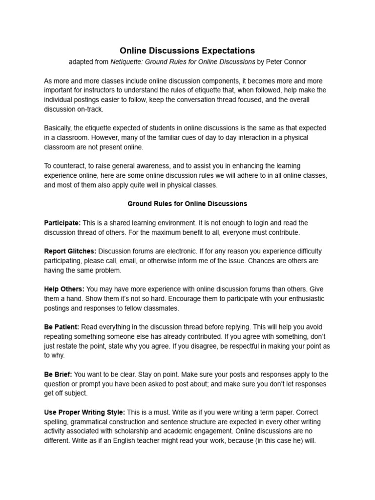 Online Discussion Expectations | PDF | Internet Forum | Wikipedia