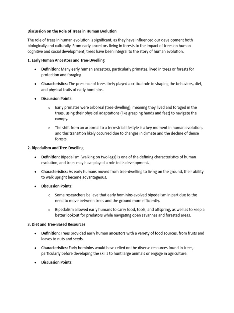 Discussion On The Role of Trees in Human Evolution | PDF | Bipedalism ...