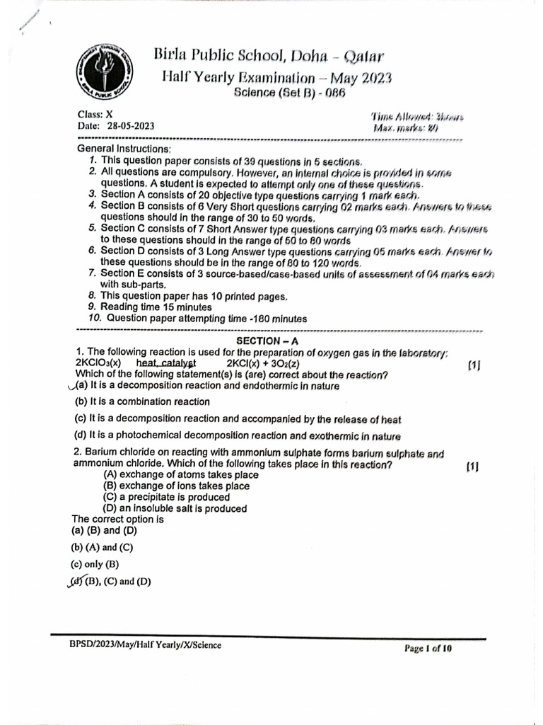 Science Birla Paper (2) | PDF