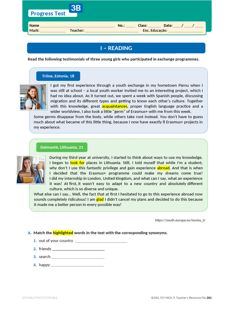 Progress Test 3B | PDF