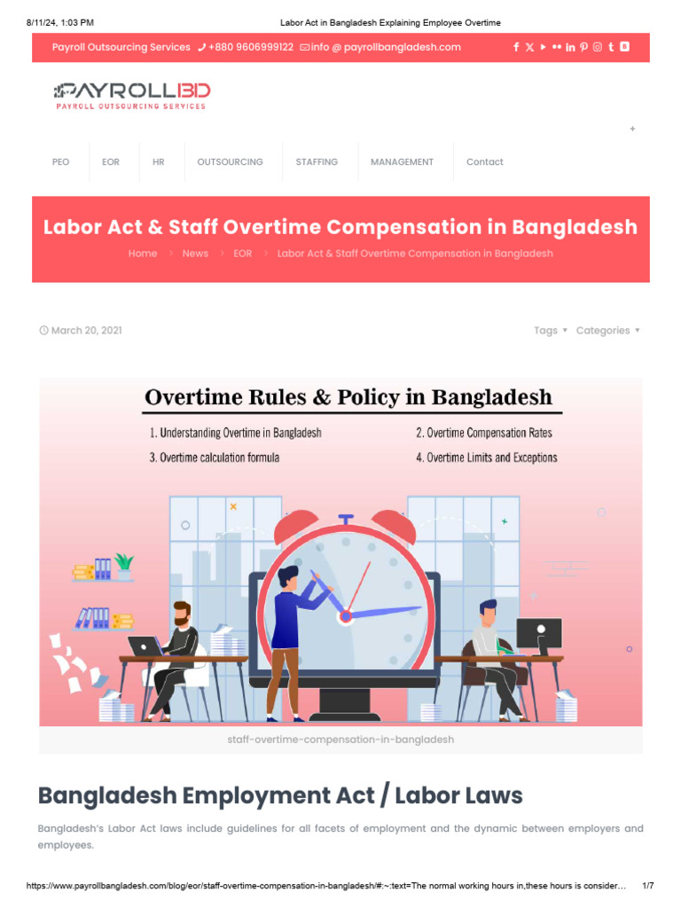 Labor Act in Bangladesh Explaining Employee Overtime | PDF | Overtime ...