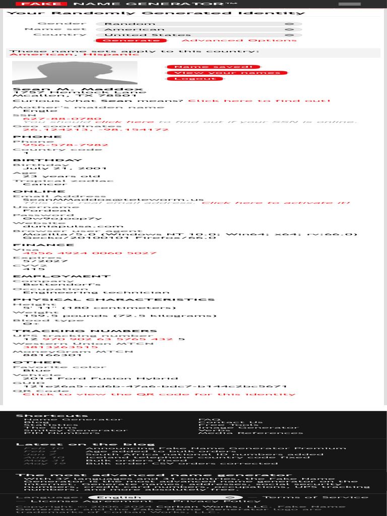 Generate a Random Name - Fake Name Generator | PDF | Computing