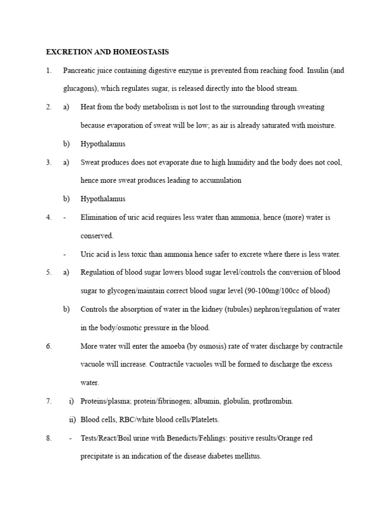 Excretion and Homeostasis A | PDF