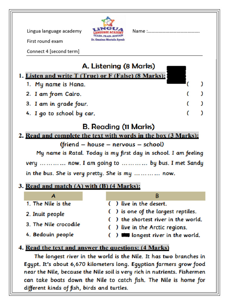 Lingua exam Connect SECOND TERM1 | PDF