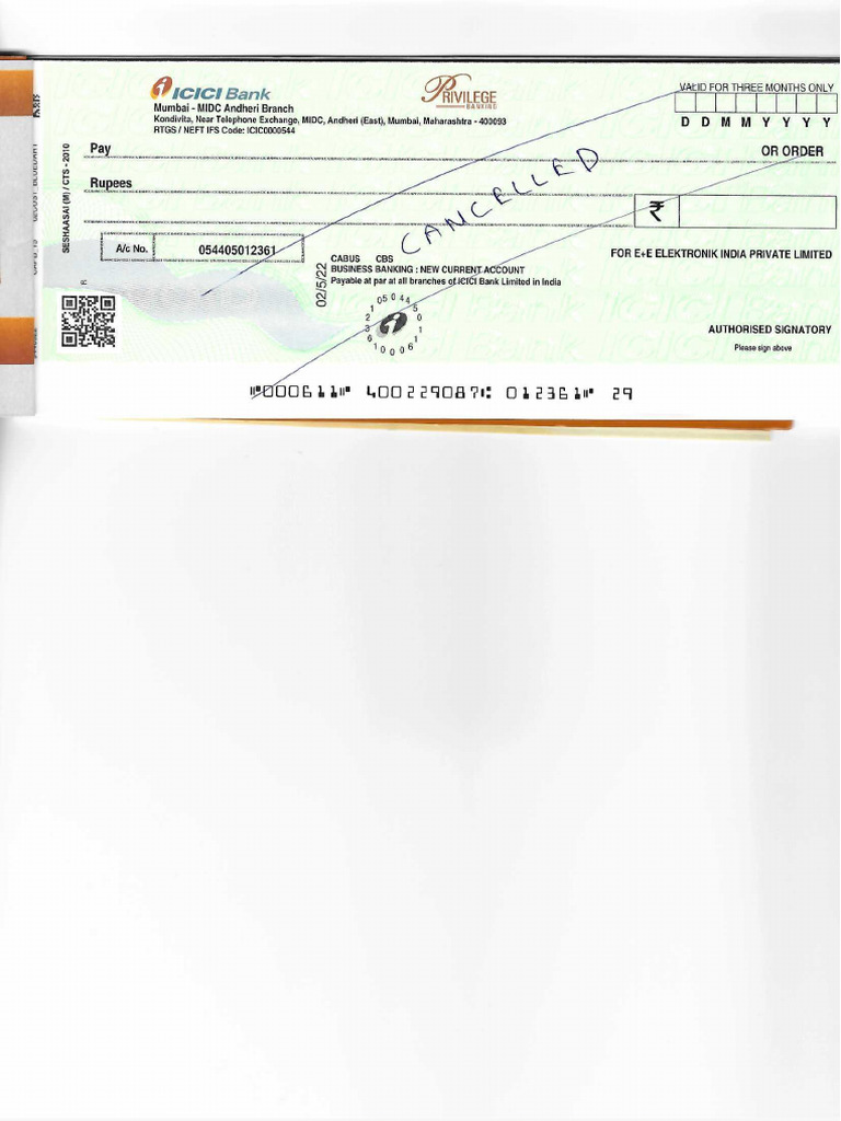 Cancel Cheque New Bank | PDF