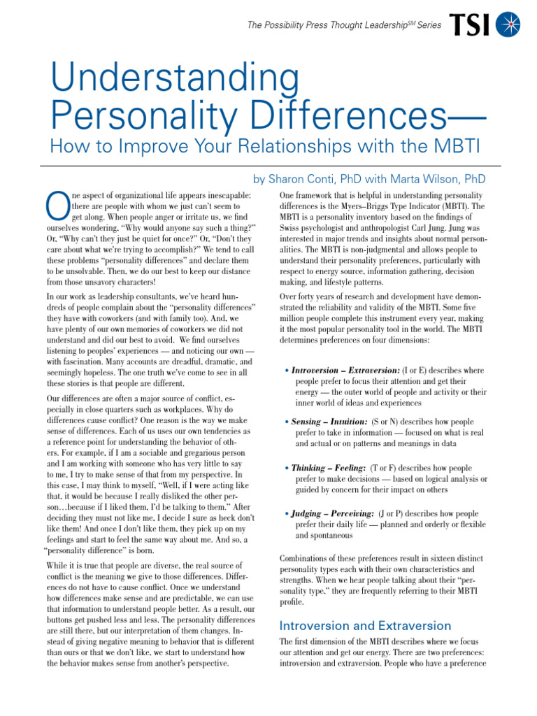 Managing Differences | PDF | Extraversion And Introversion | Psychology