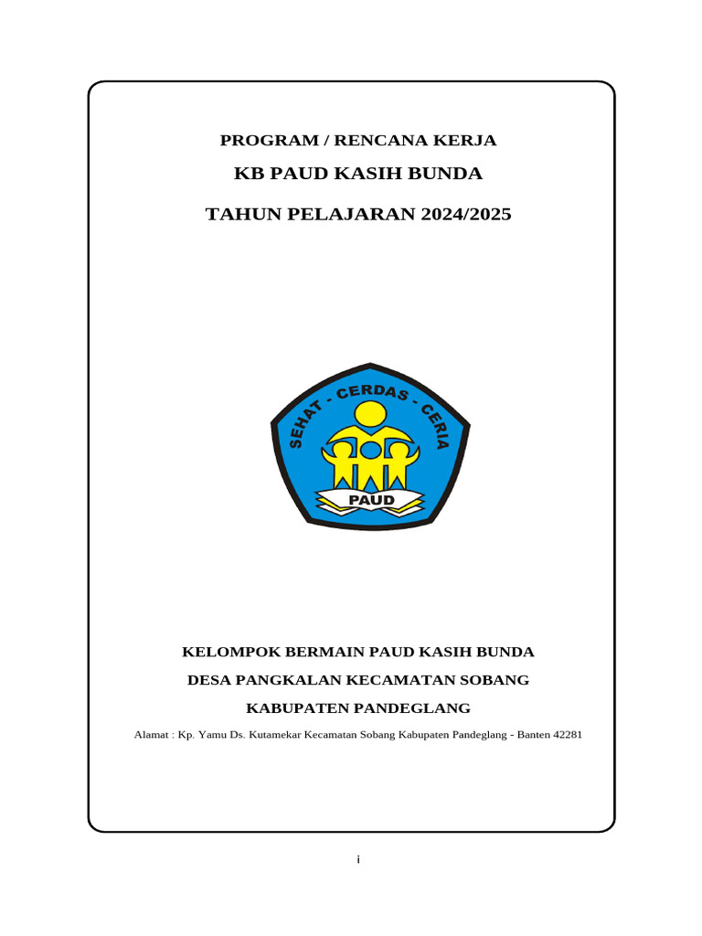 A.1.15.17 Program Rencana Kerja Paud KB Paud Kasih Bunda | PDF