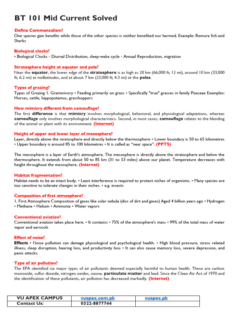 BT101 Current Solved Mid-2 | PDF | Atmosphere Of Earth | Atmosphere