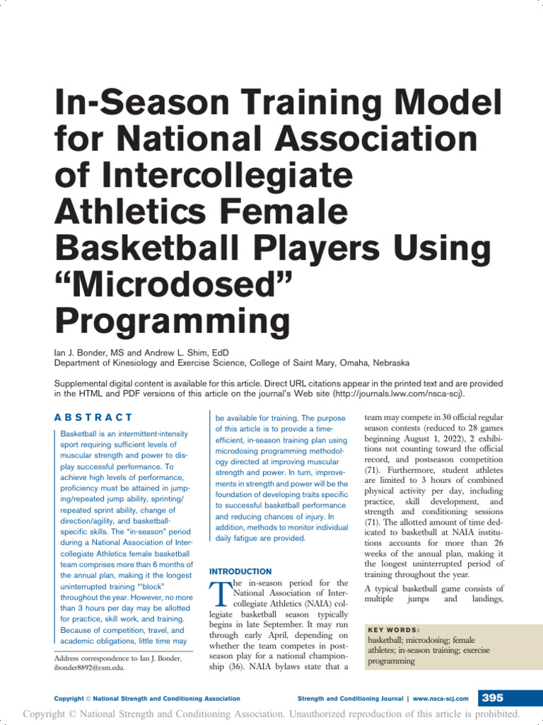 Bonder (2023) In-Season Training Model by Microdosing | PDF | Strength Training | Physical Fitness