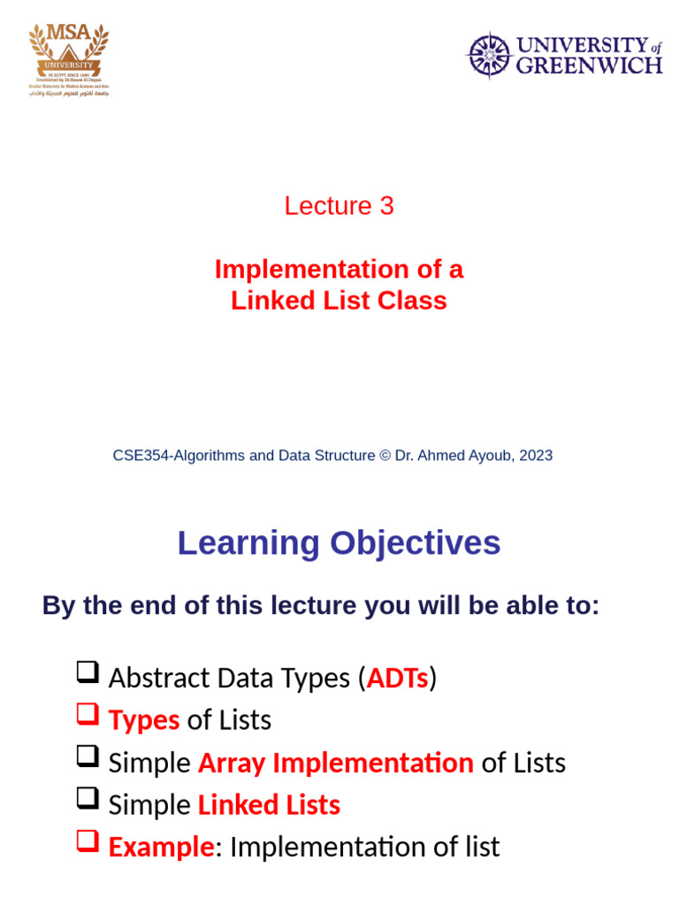 03CSE354 - Implement A List Class | PDF | Pointer (Computer Programming) | Computing