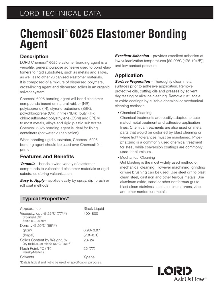 Chemosil 6025 Elastomer Bonding Agent | PDF | Metals | Industrial Processes