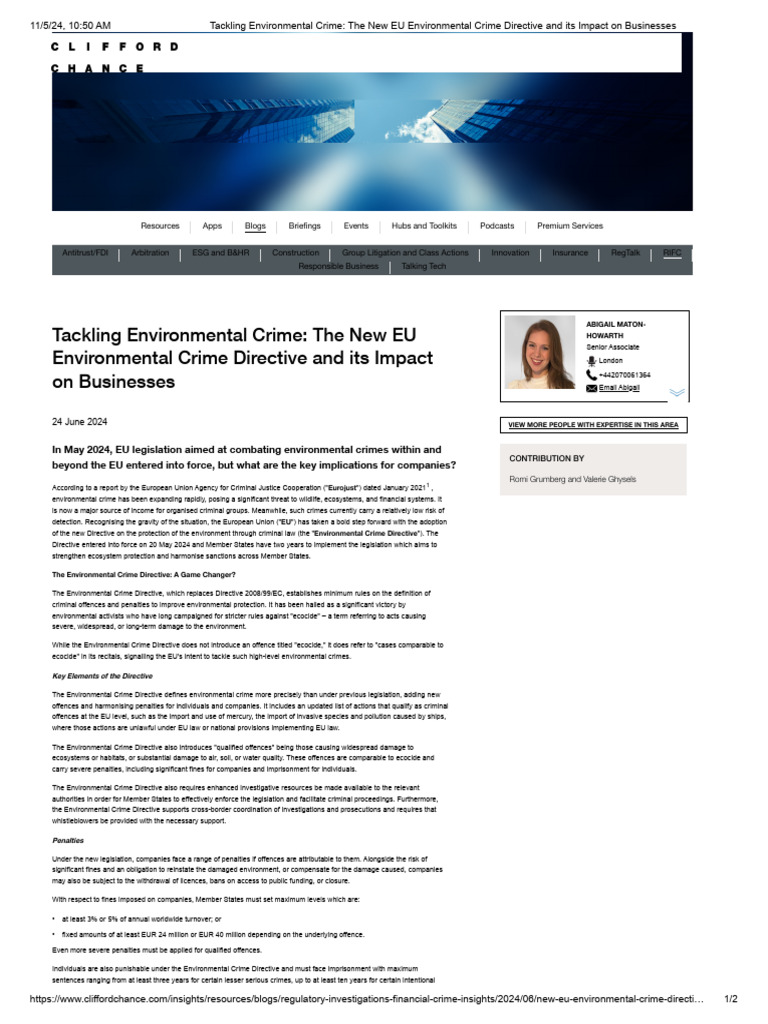 Tackling Environmental Crime - The New EU Environmental Crime Directive ...