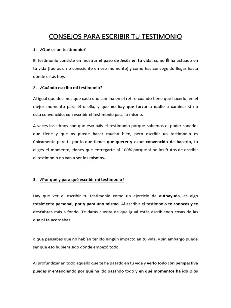 Guia Escribir Un Testimonio | PDF | Testimonio | Dios