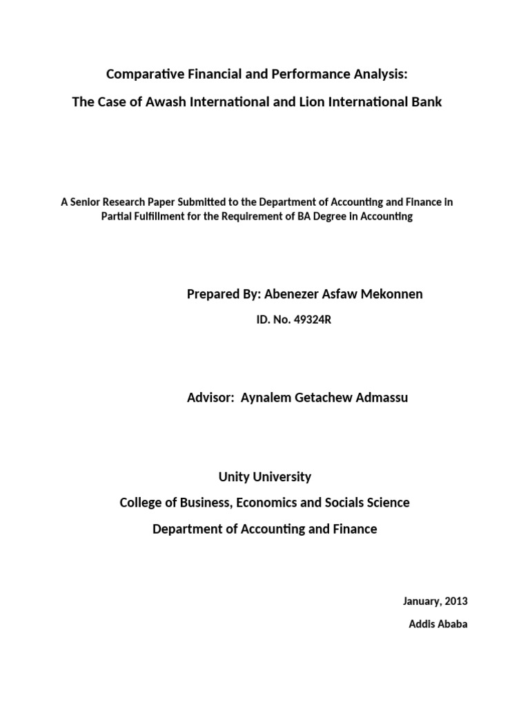 Financial Analysis of Awash vs. Lion Bank | PDF | Equity (Finance ...
