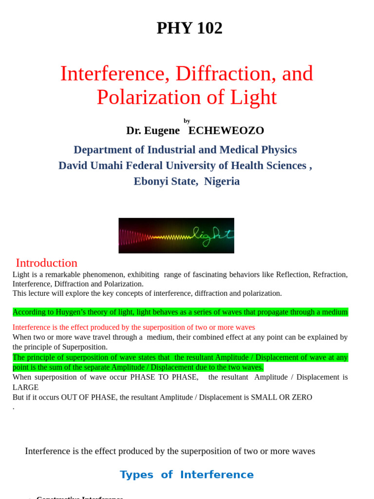 PHY 103 WAVES | PDF | Diffraction | Waves