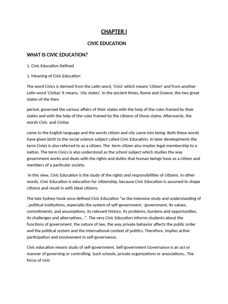 Understanding Civic Education Essentials | PDF | Citizenship | Civics