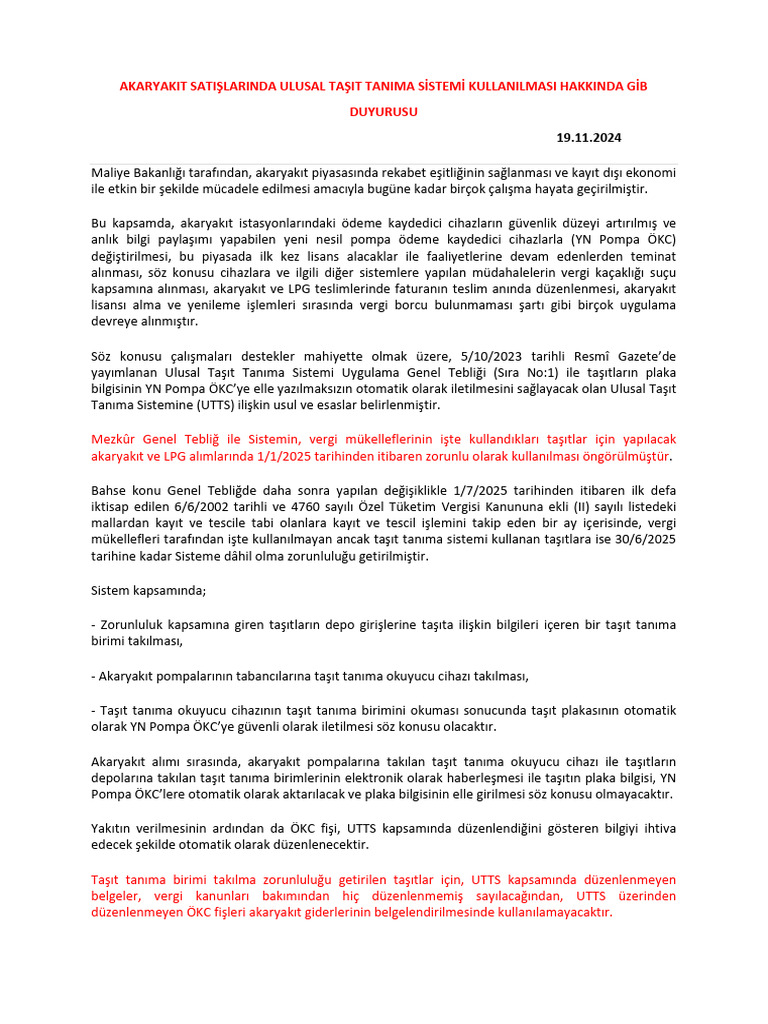 2024 Gib Utts Duyurusu | PDF