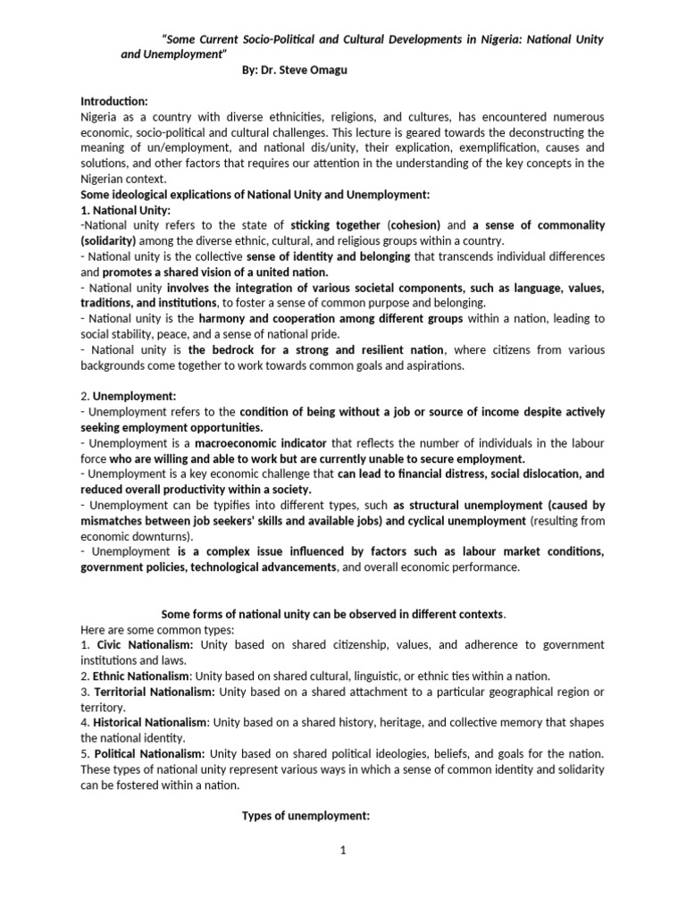 Some Current Socioeconomic Issues | PDF | Unemployment | Nigeria