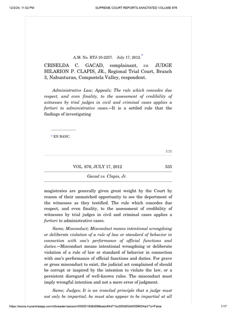 1 Gacad vs Clapis | PDF | Bail | Prosecutor