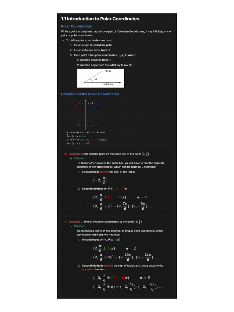 1.1 Polar Coordinates | PDF