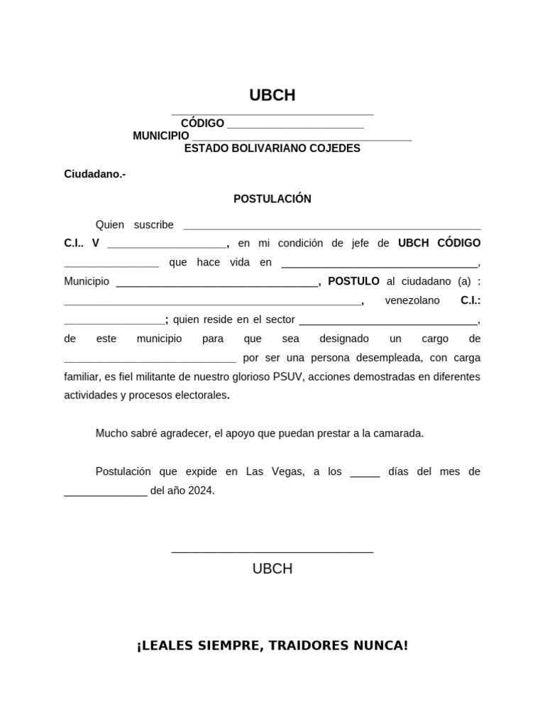 Formato Ubch | PDF