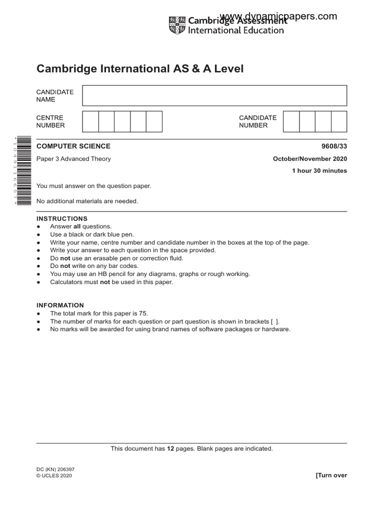 9608_w20_qp_33 | PDF | Computer Programming | Computer Engineering
