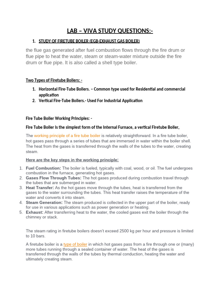 Fire Tube Boiler Overview and Operation | PDF | Boiler | Plumbing