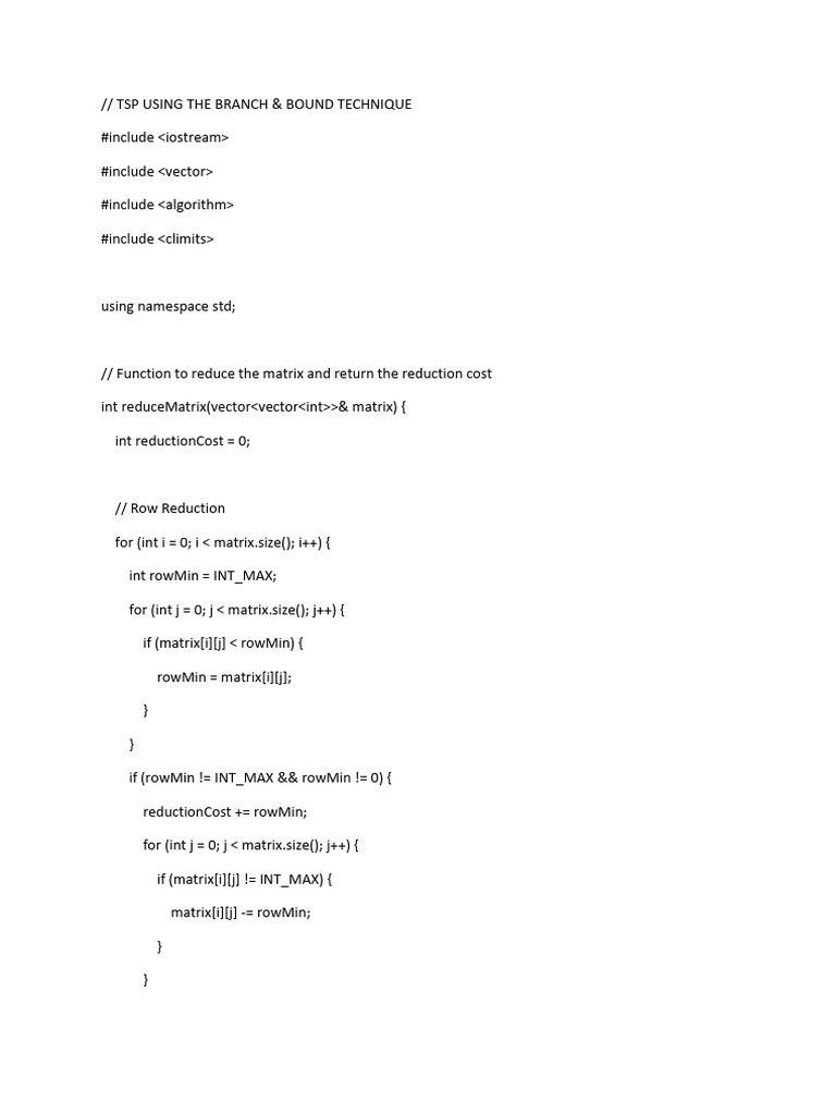 TSP-USING-THE-BRANCH (1) | PDF | Vertex (Graph Theory) | Matrix (Mathematics)