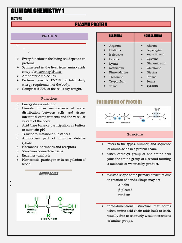 CLINICAL-CHEMISTRY-1 | PDF | Amino Acid | Proteins