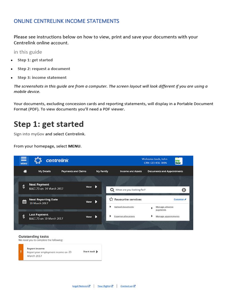 Online Centrelink Income Statements | PDF