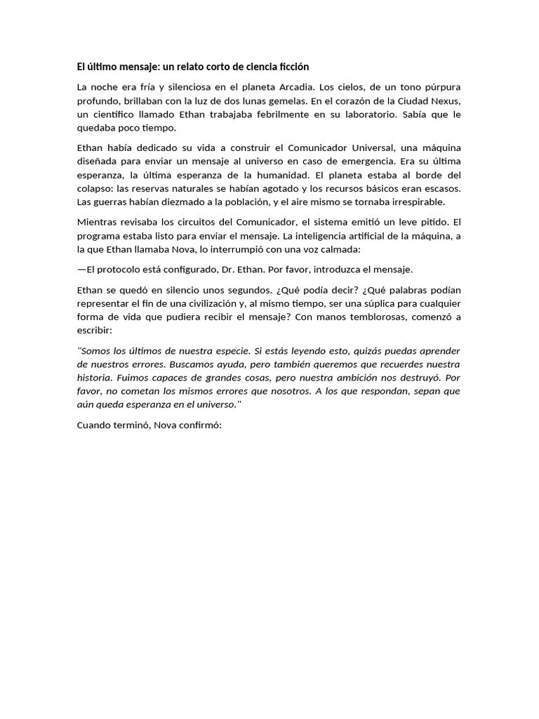 Relato Corto de Ciencia Ficción | PDF