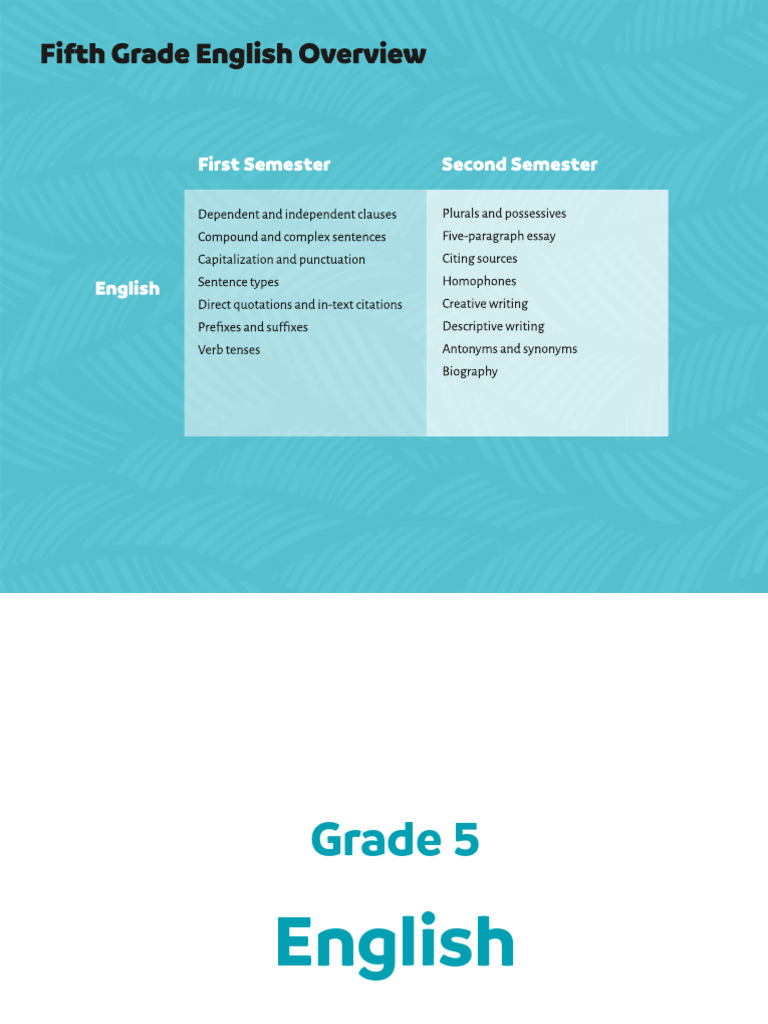 5th Grade English Coursebook Curriculum Sample | PDF | Clause ...