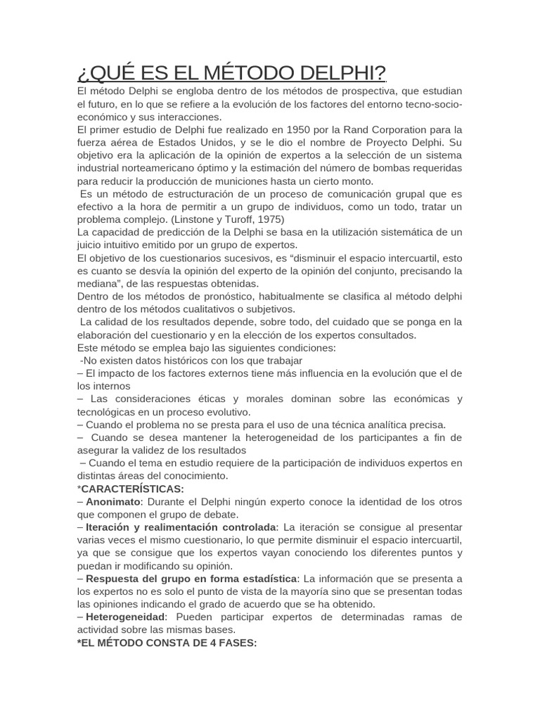 Qué Es El Método Delphi | PDF | Cuestionario | Business