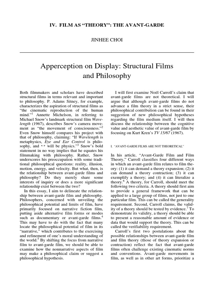 Choi. Apperception On Display. Structural Films and Philosophy | PDF ...