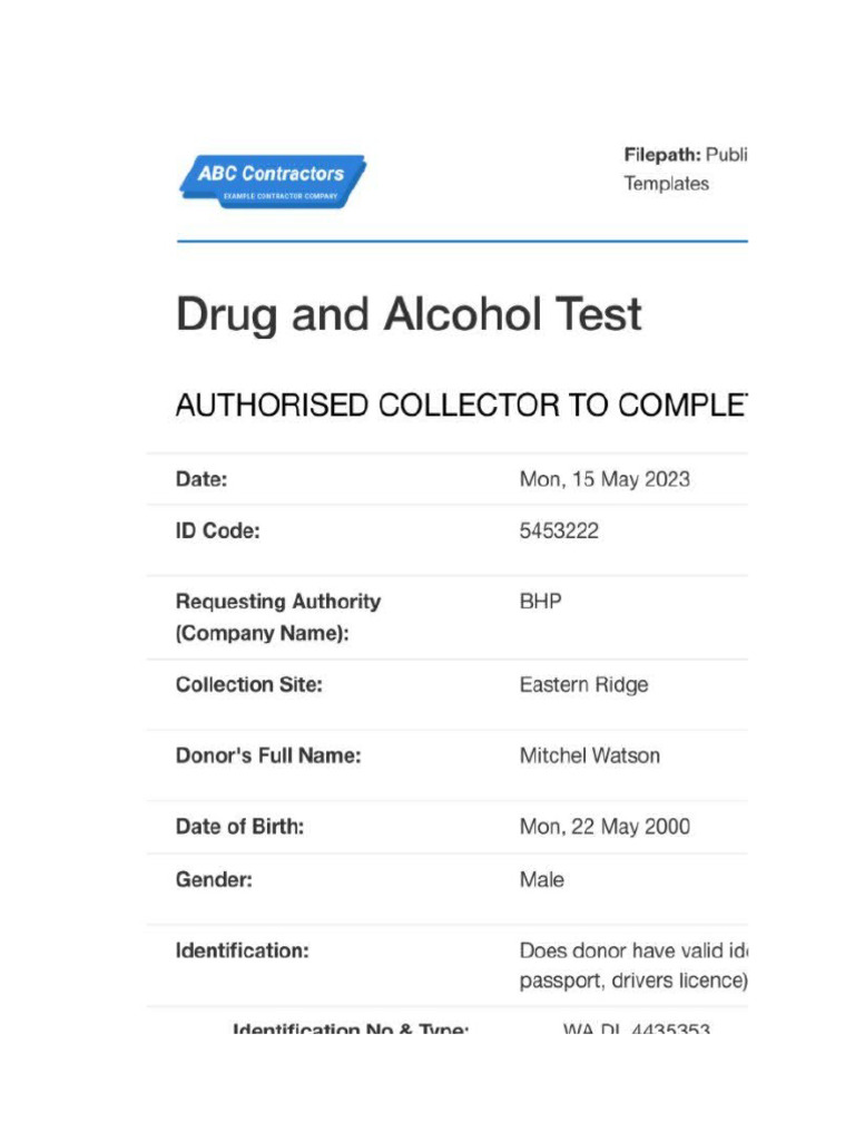 Drug and Alcohol Test Image | PDF