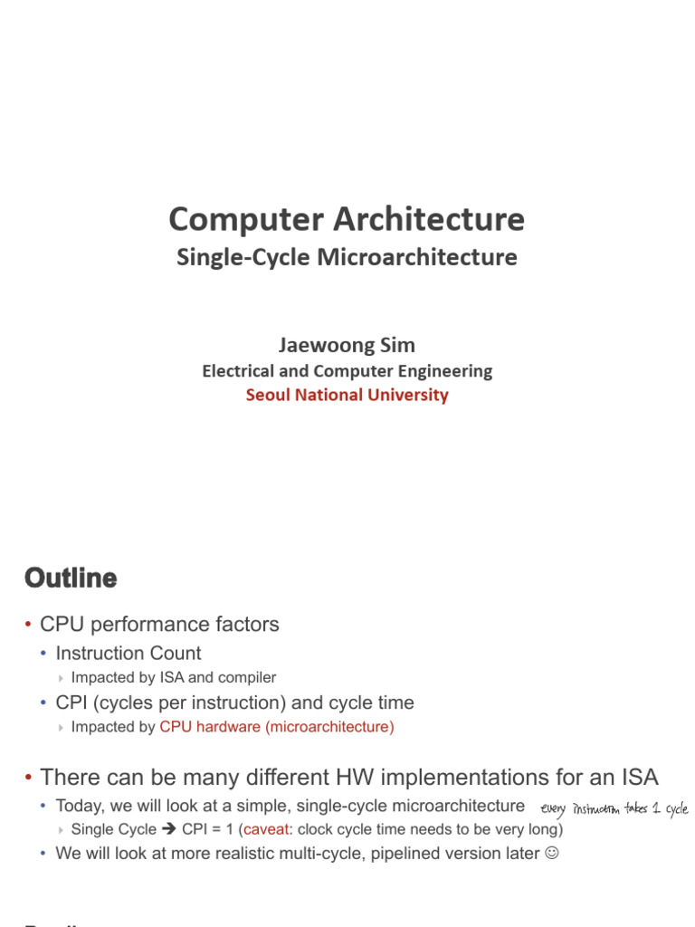 05SingleCycleCPU_1410693631 | PDF | Central Processing Unit | Computer Architecture