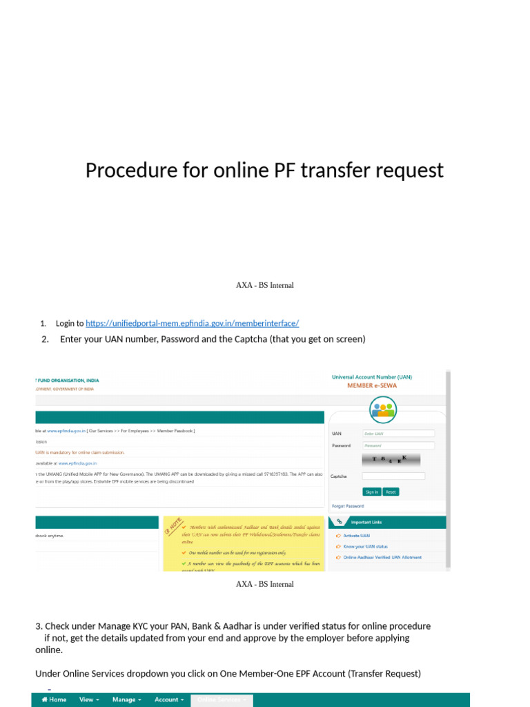 PF Transfer Online Procedure | PDF | Authentication | Computer Access Control