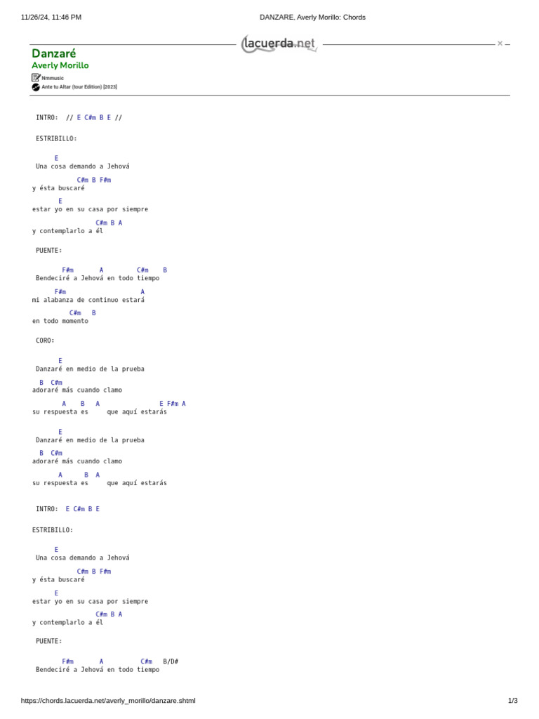 DANZARE, Averly Morillo - Chords | PDF | Salmos | Himnos Cristianos