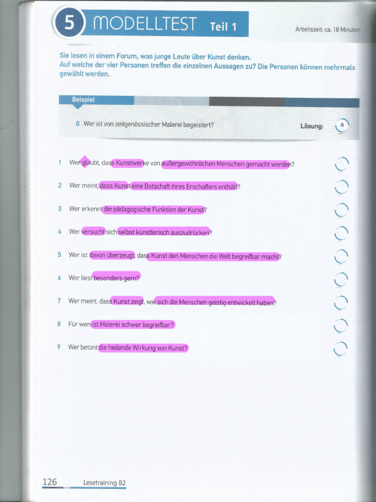 Modelltest 5 Lesen B2 | PDF