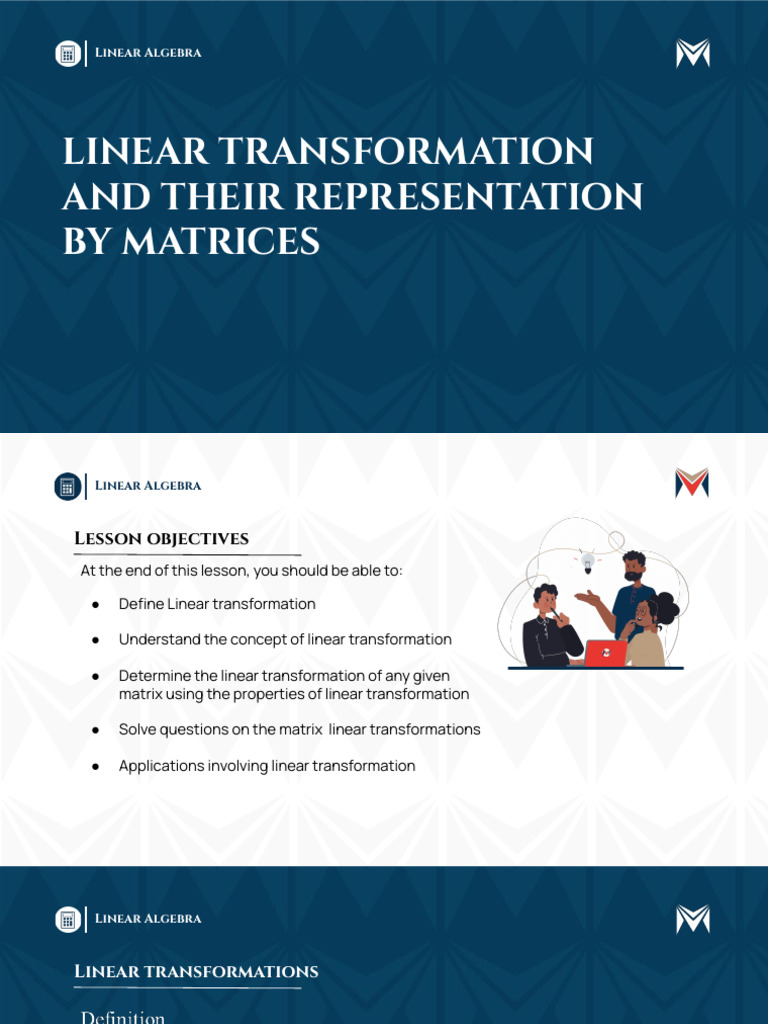 Linear Transformation And Their Representation By Matrices(PDF) | PDF